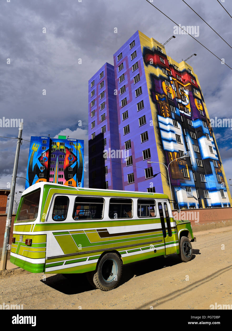 Brightly colored murals painted by Bolivian artist Roberto Mamani ...