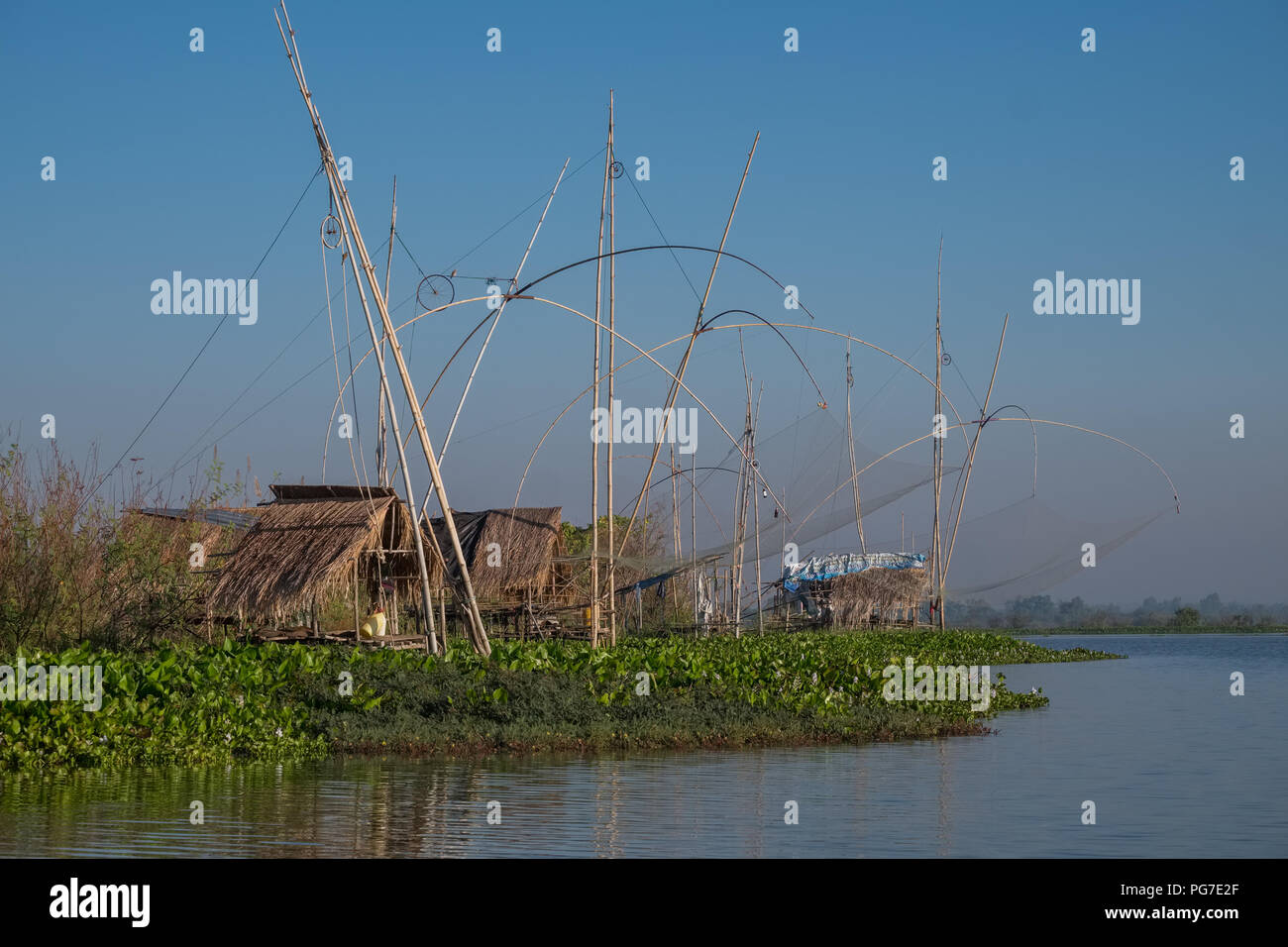 Landscape of fisherman's village in Thailand with a number of fishing ...