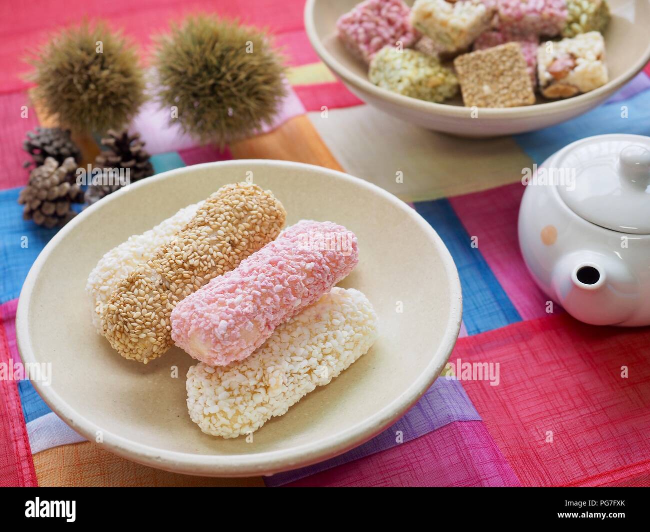Korean traditional cookie yugwa, Hangwa Stock Photo - Alamy