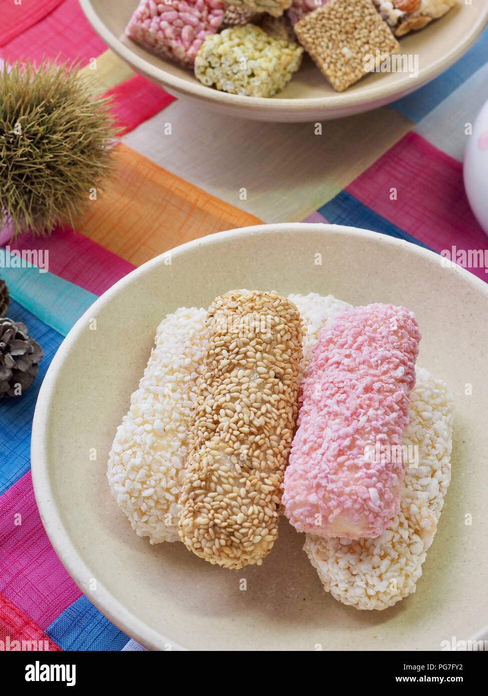 Korean traditional cookie yugwa, Hangwa Stock Photo - Alamy