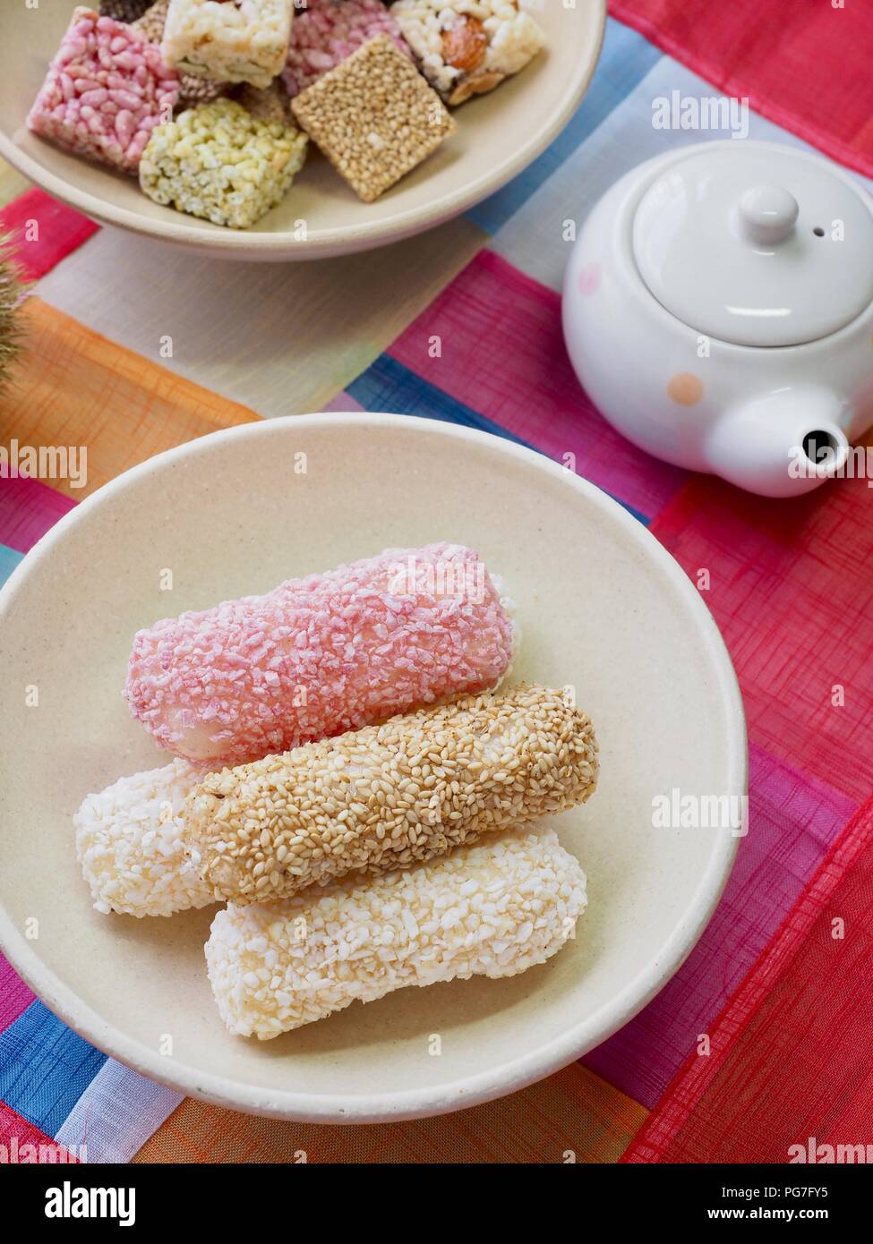 Korean traditional cookie yugwa, Hangwa Stock Photo - Alamy