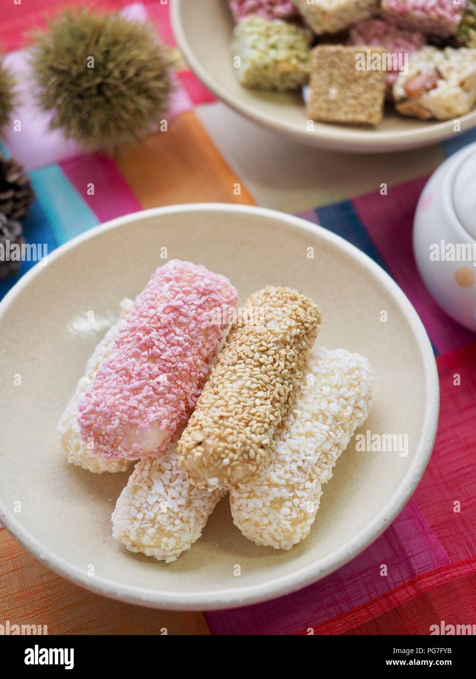 Korean traditional cookie yugwa, Hangwa Stock Photo - Alamy