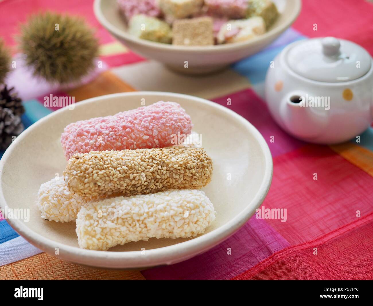 Korean traditional cookie yugwa, Hangwa Stock Photo - Alamy