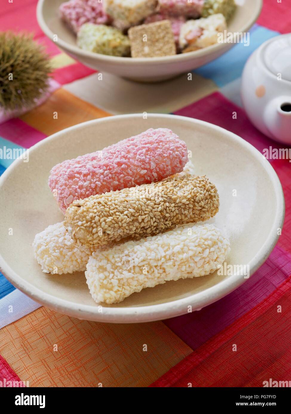 Korean traditional cookie yugwa, Hangwa Stock Photo - Alamy