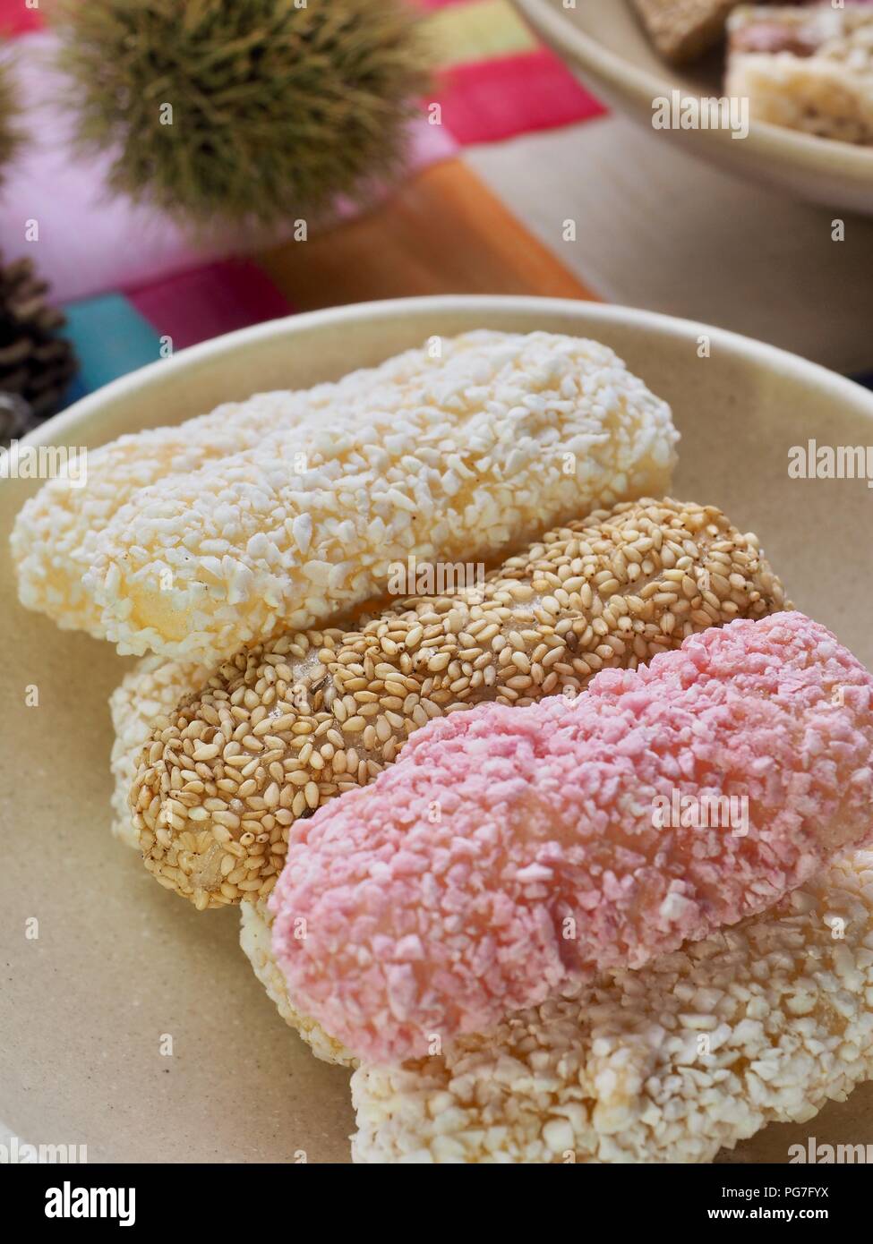 Korean traditional cookie yugwa, Hangwa Stock Photo - Alamy