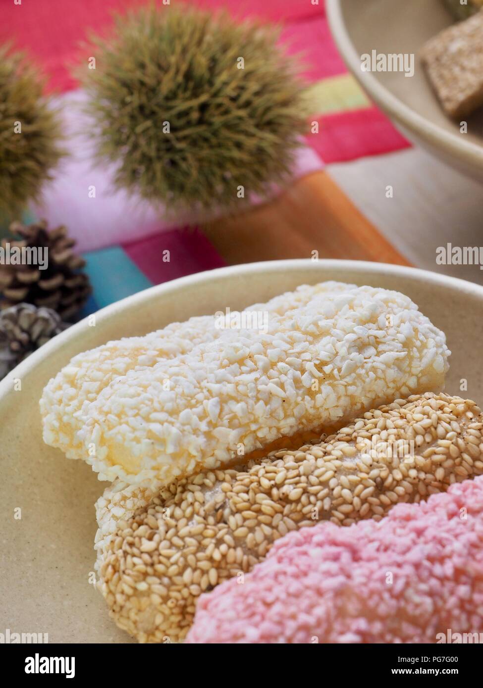 Korean traditional cookie yugwa, Hangwa Stock Photo - Alamy