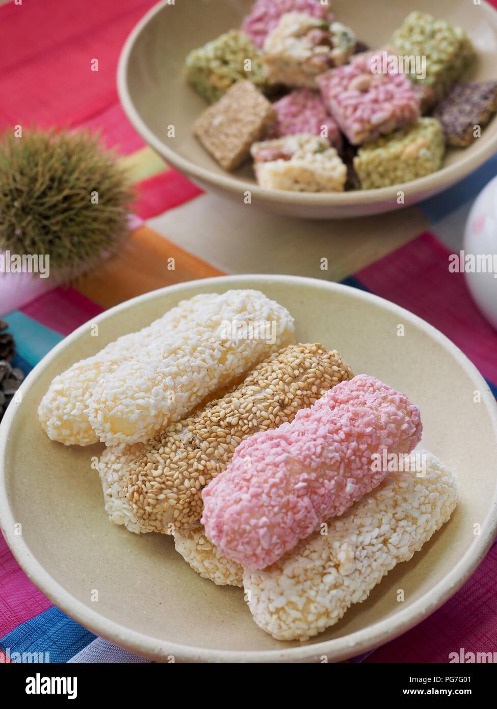 Korean traditional cookie yugwa, Hangwa Stock Photo - Alamy