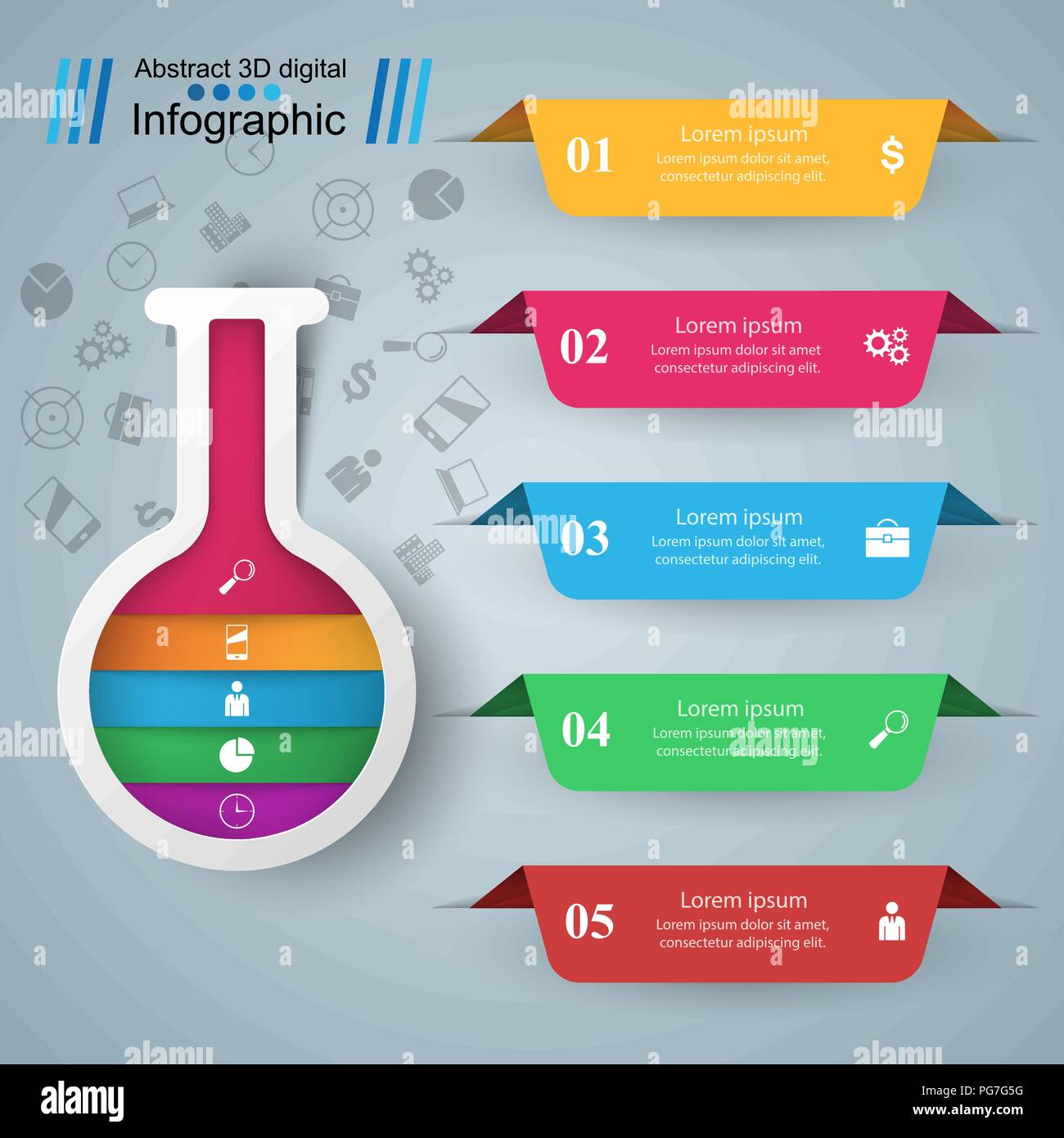 Test tube - business infographic. Five color items Stock Vector Image ...