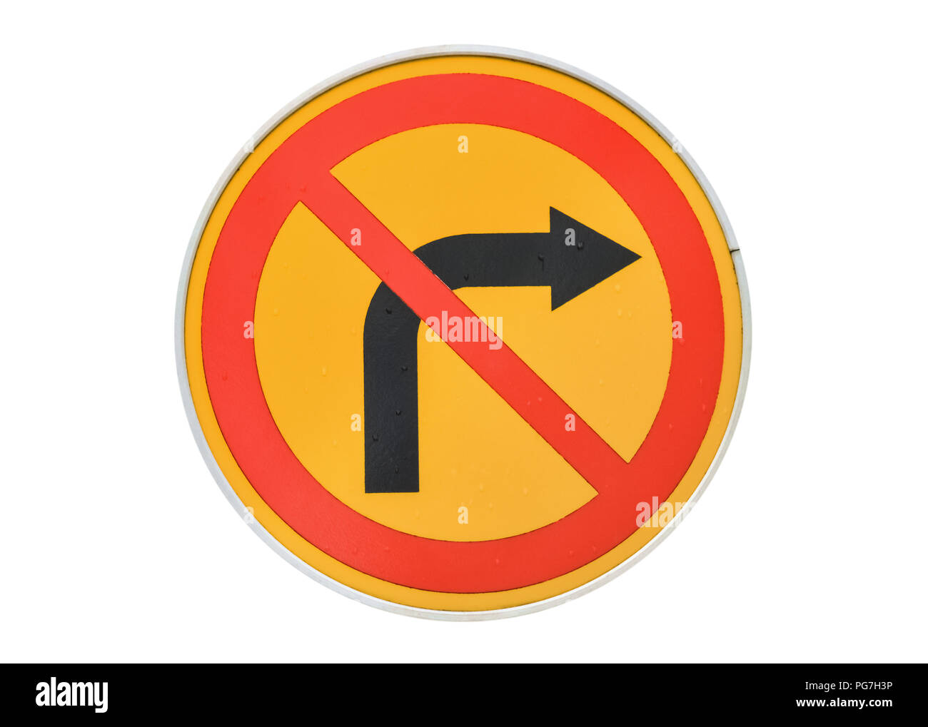 Closeup of round traffic sign isolated on white background Stock Photo ...