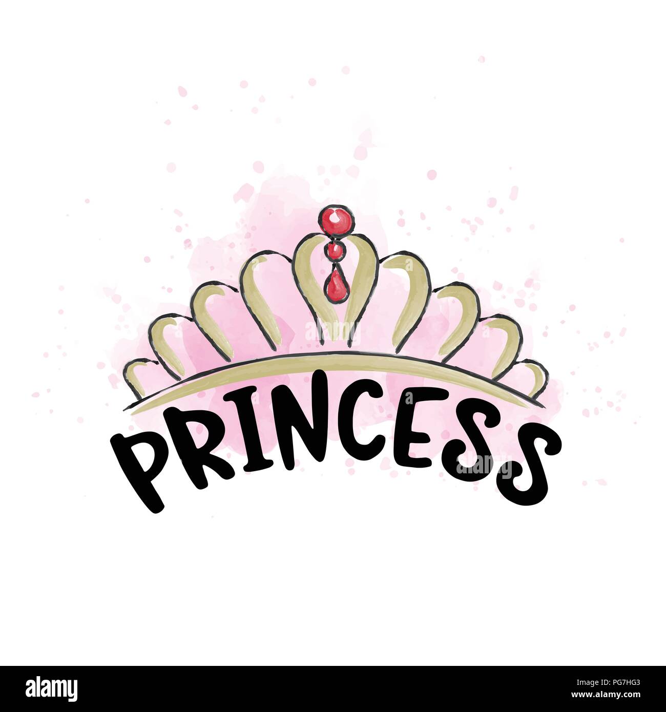 Hand drawn doodle tiara in watercolor style, vector format Stock Vector ...