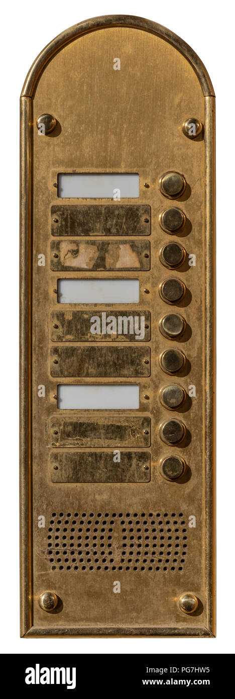 Old door intercom isolated on white background Stock Photo - Alamy