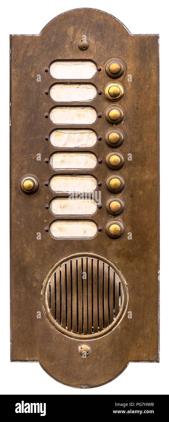 Old door intercom isolated on white background Stock Photo - Alamy