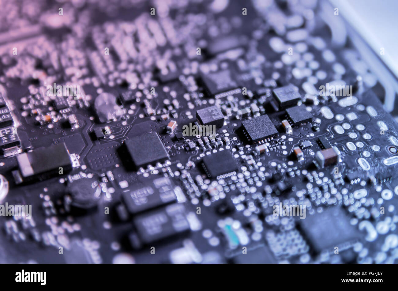 Close-up of circuit board and electronic computer hardware, Repairing ...