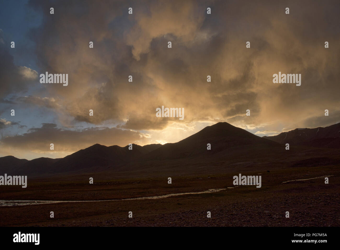 Sunset, Lake Zorkul Protected Area, Tajikistan Stock Photo - Alamy