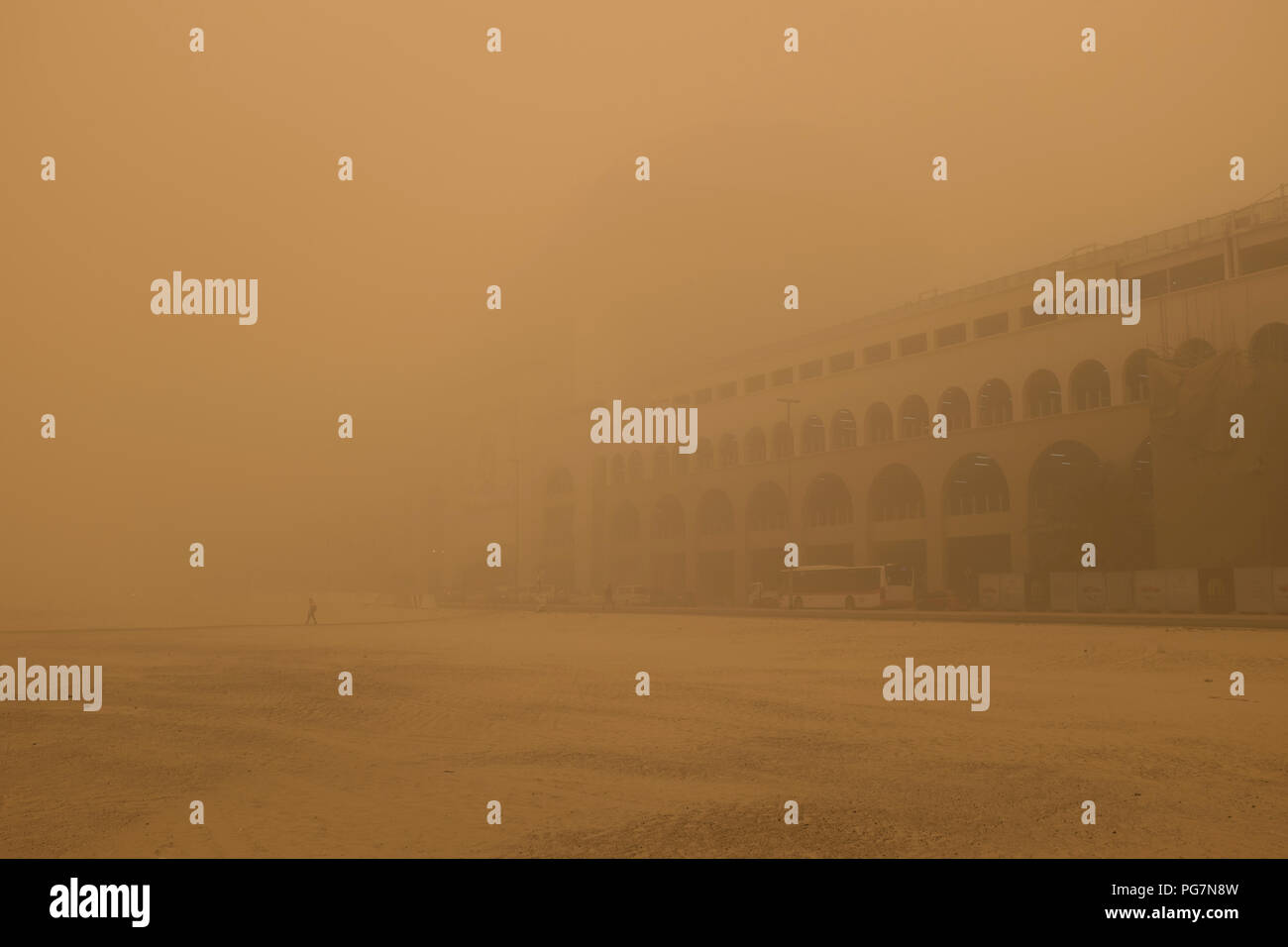 Sandstorm in Dubai, United Arab Emirates, with the Mall of the Emirates ...