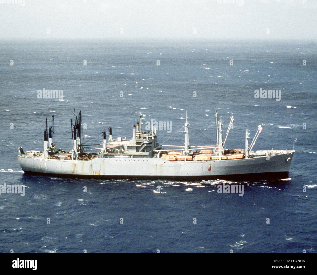 A starboard beam view of the vehicle cargo ship USNS METEOR (T-AKR-9 ...
