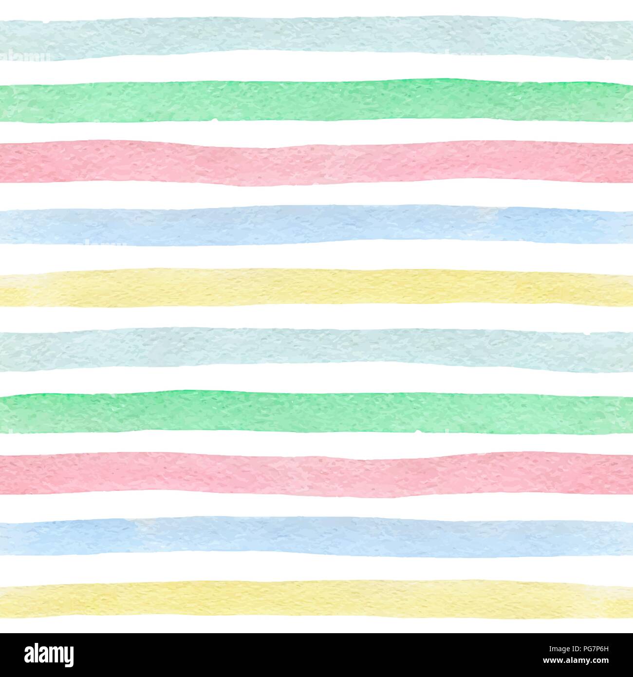 Watercolor striped seamless pattern with colorful lines on a white ...