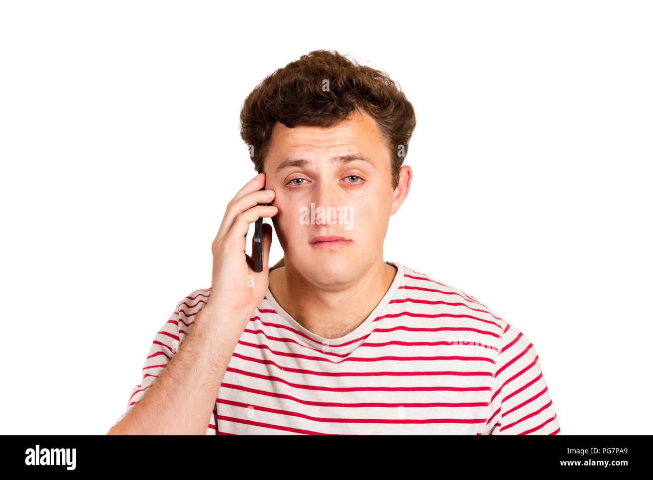 Man reading text message sad hi-res stock photography and images - Alamy