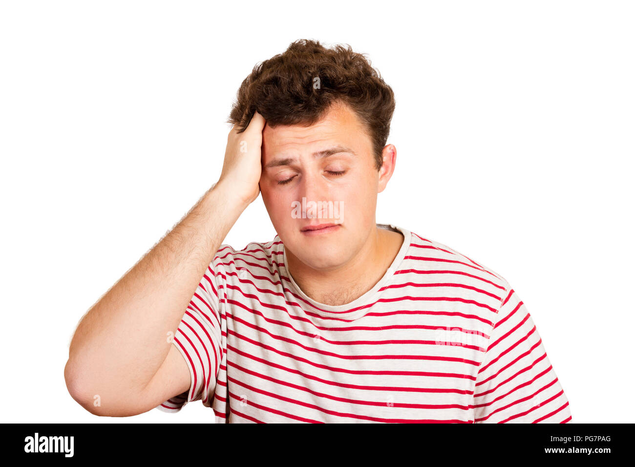 Depressed crying man holding head hi-res stock photography and images ...