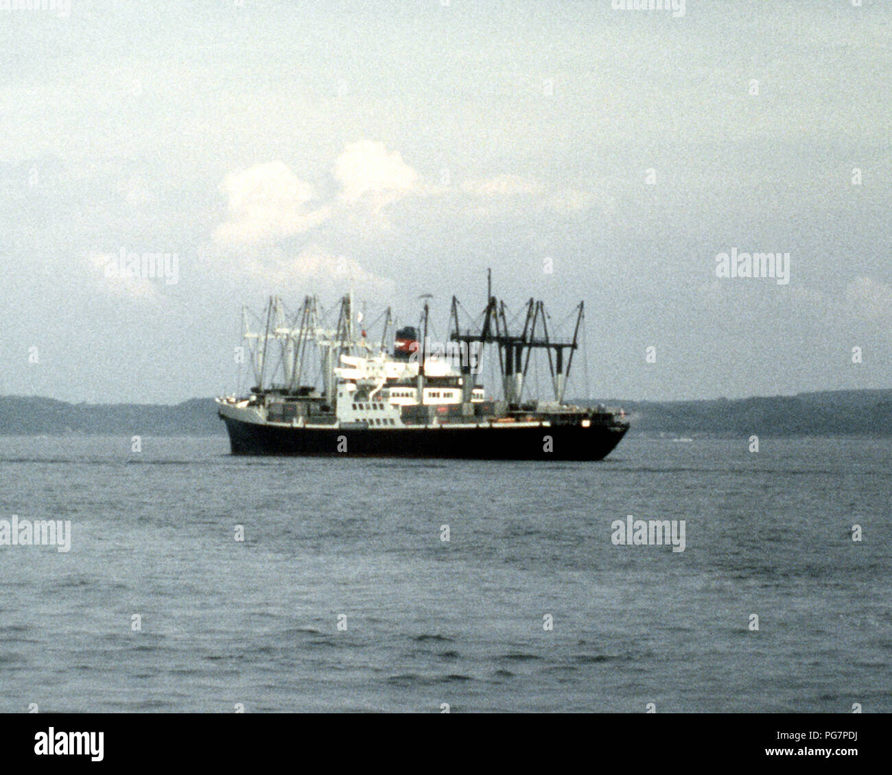 A port quarter of the cargo ship PRESIDENT ADAMS, which is under ...