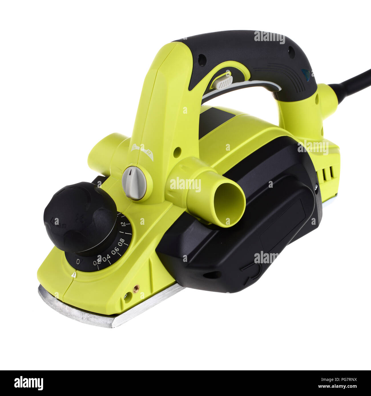 Electric power planer isolated on a white background Stock Photo - Alamy