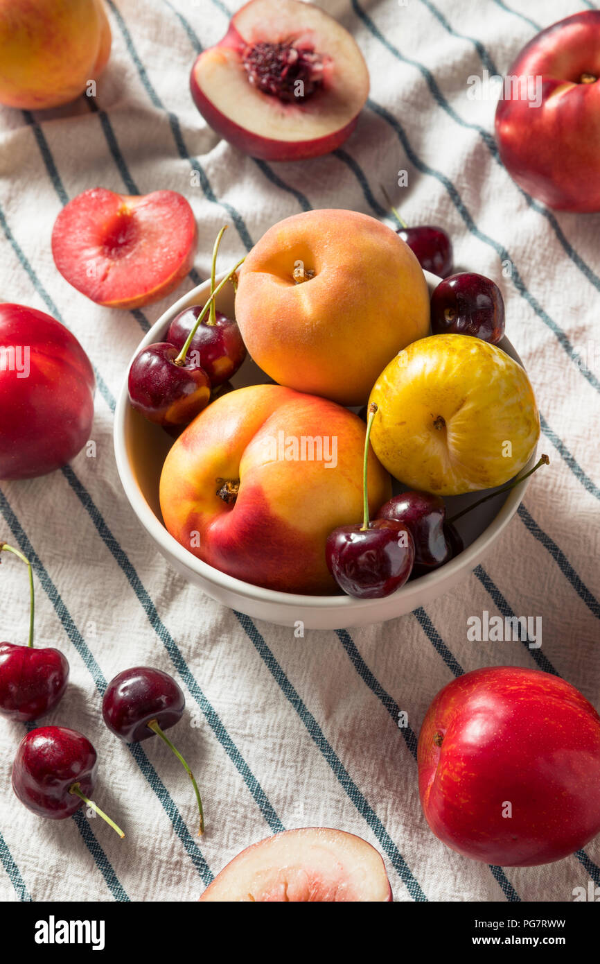 Raw Organic Assorted Stonefruit Peaches Plums and Nectarines Stock ...