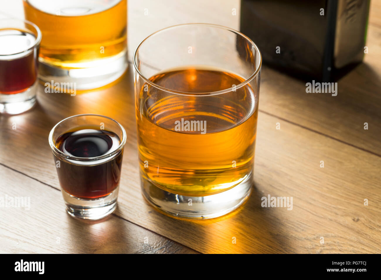 Boozy Bomb Shots with LIquor and Energy Drink Ready to Mix Stock Photo ...