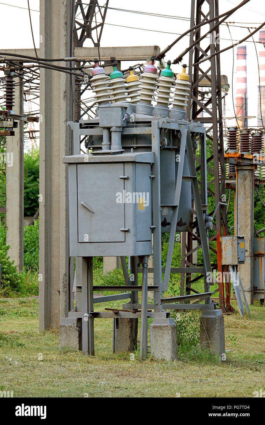 part of high-voltage substation with switches and disconnectors Stock ...