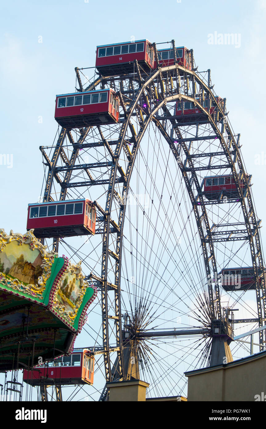 The historic giant wheel of vienna at prater entertainment park hi-res ...