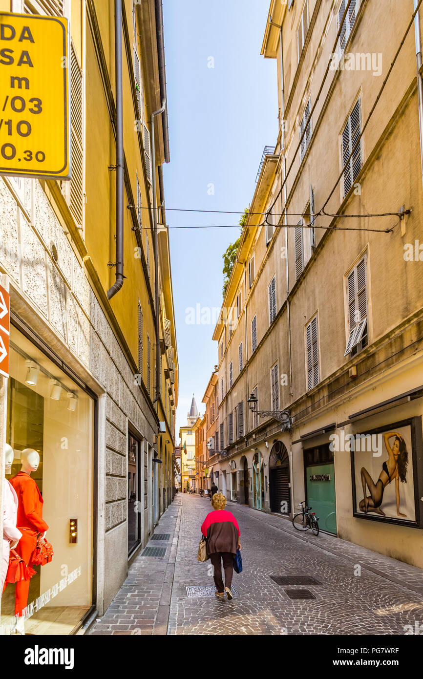 PARMA, ITALY – AUGUST 23, 2018: Tourists are walking and enjoying the ...