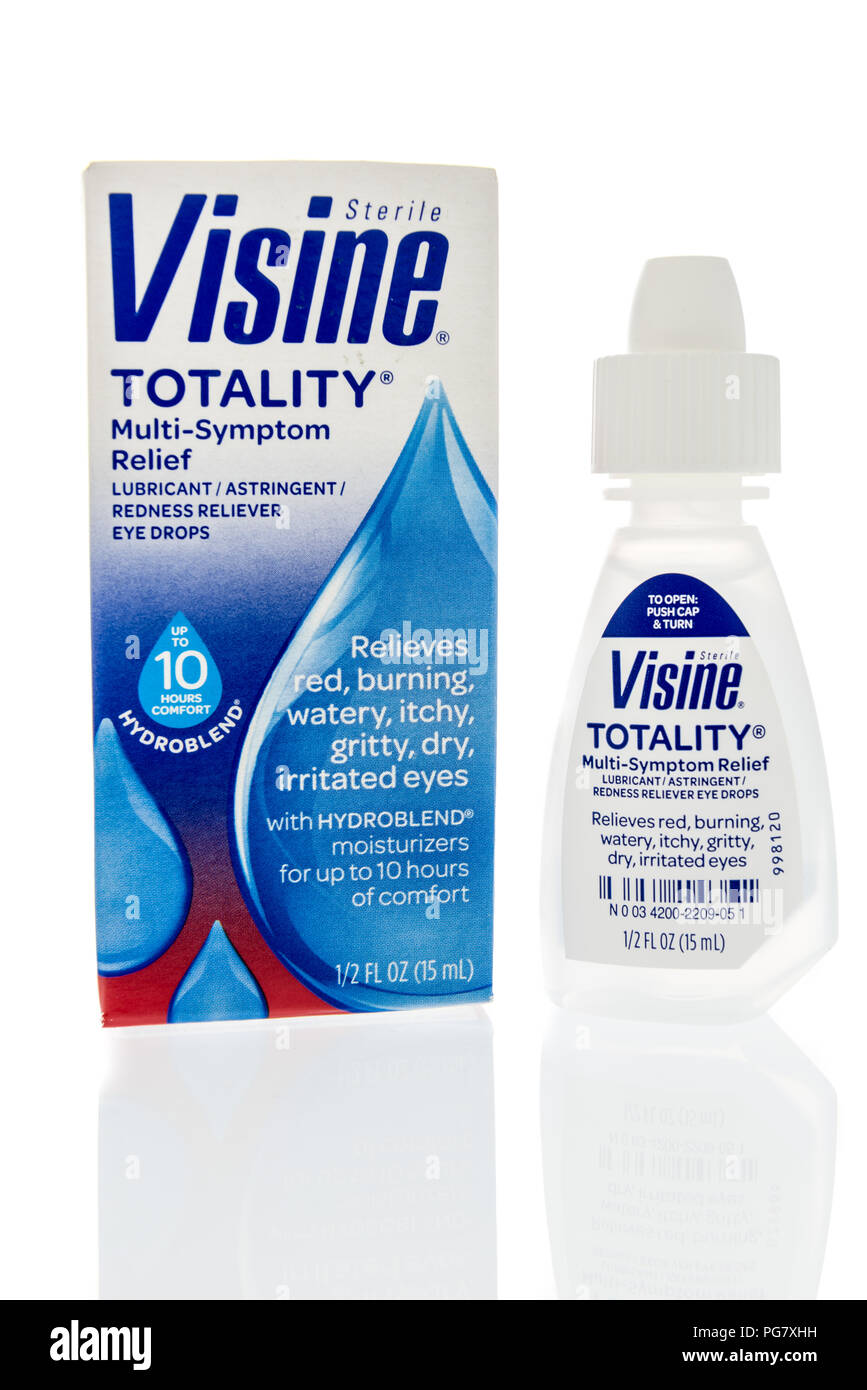 Winneconne, WI - 23 August 2018: A package of Visine totality eye drops ...
