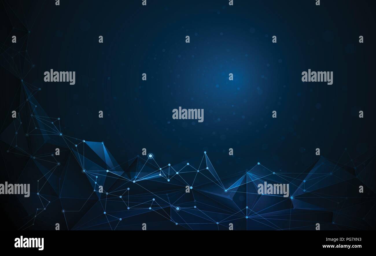 Vector 3d Illustration Geometric Polygon Line Triangle Pattern Shape With Molecule Structure