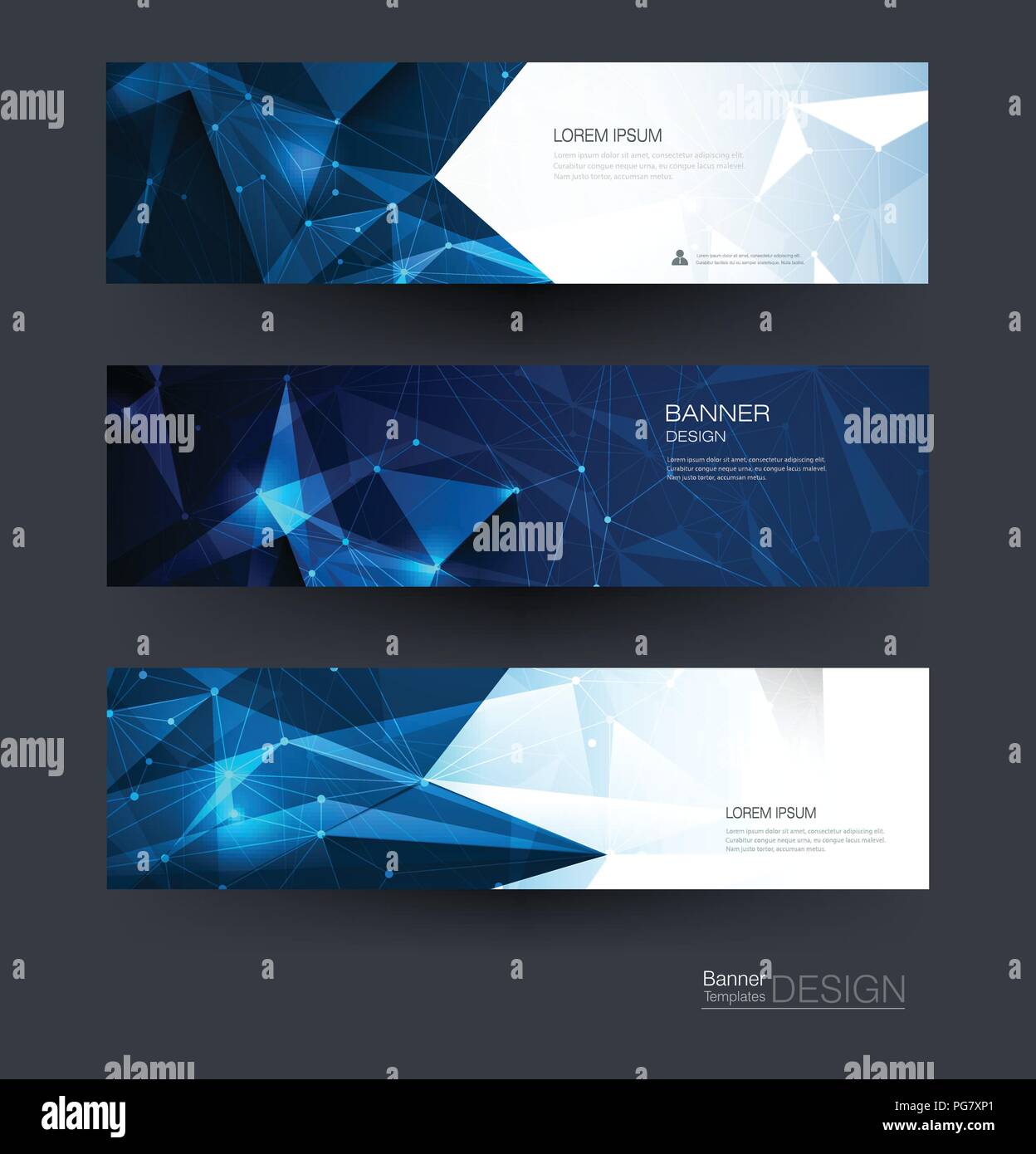 Vector polygon banner set. Polygonal or low poly pattern background ...