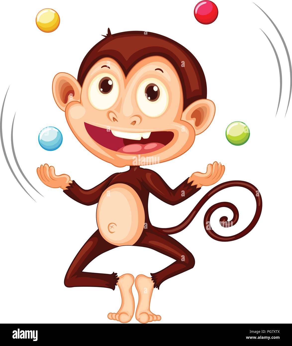 A monkey juggling balls on white background illustration Stock Vector ...