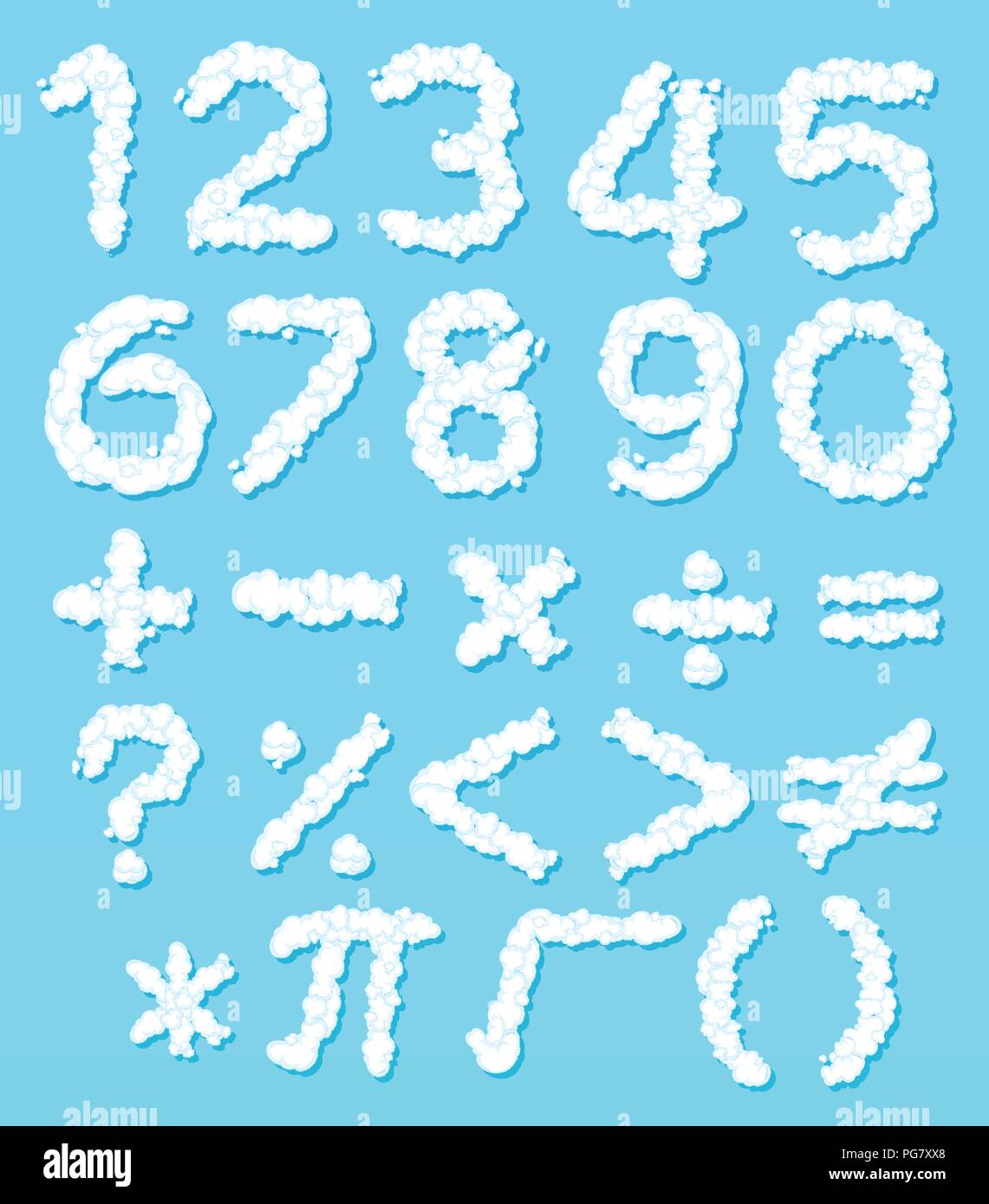 Cloud number font and math icon illustration Stock Vector Image & Art ...