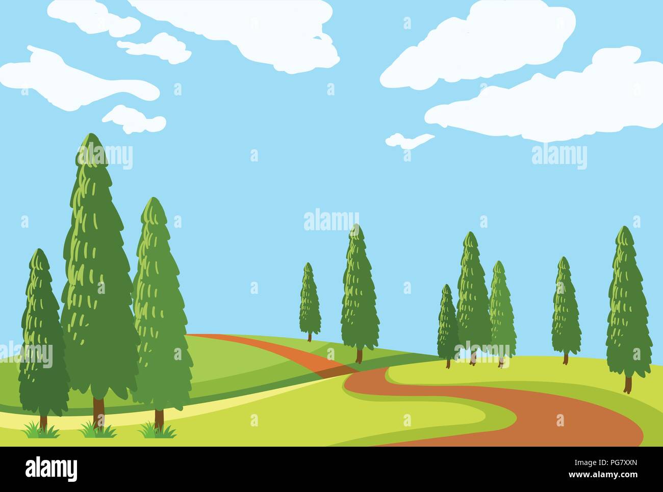 A beautiful nature road illustration Stock Vector Image & Art - Alamy