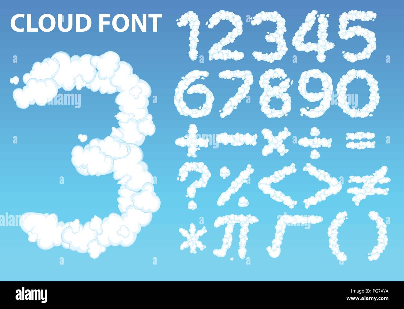 Cloud number font and math icon illustration Stock Vector Image & Art ...