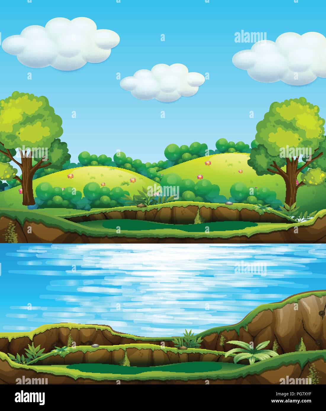 A nature water view illustration Stock Vector Image & Art - Alamy