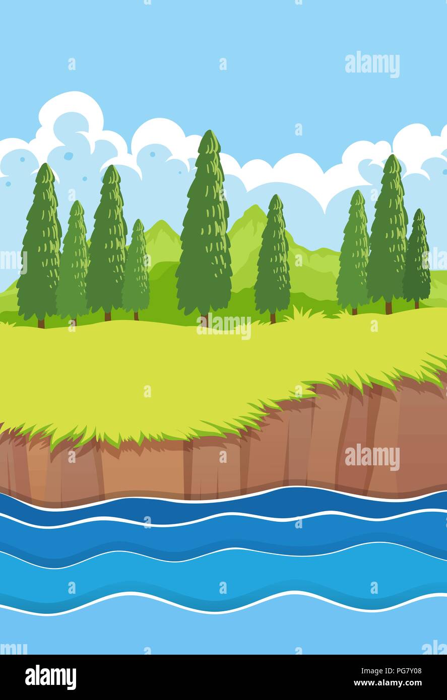 A flat nature river landscape illustration Stock Vector Image & Art - Alamy