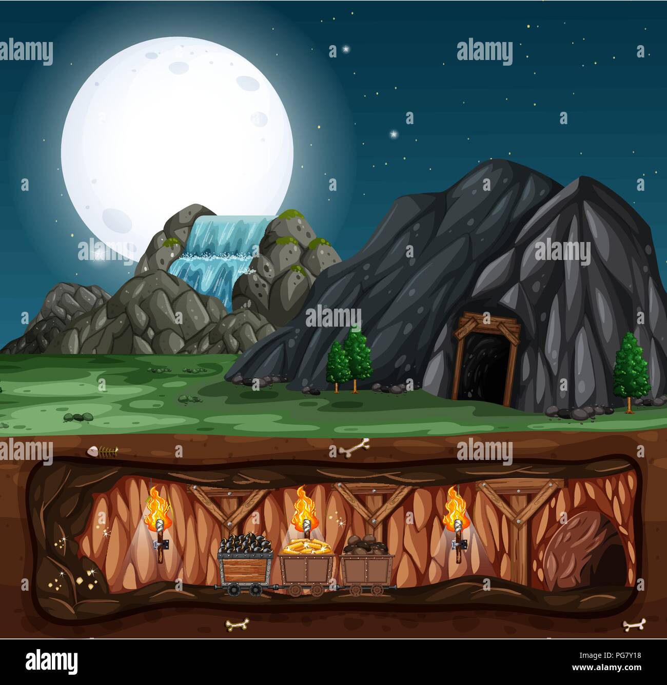 Stone mine entrance Stock Vector Images - Alamy