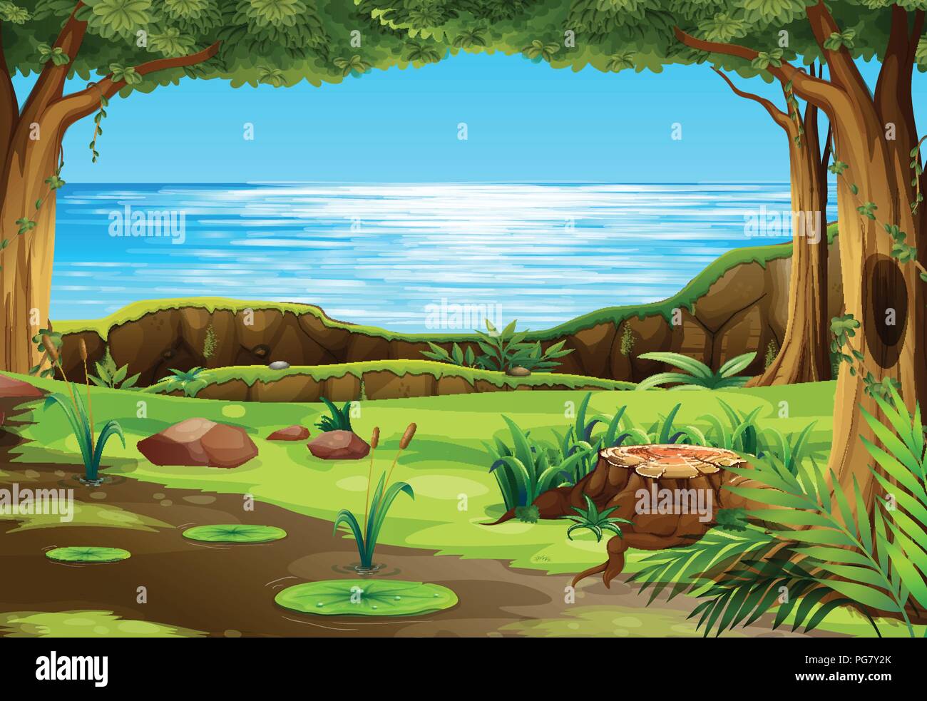 A beautiful nature landscape illustration Stock Vector Image & Art - Alamy