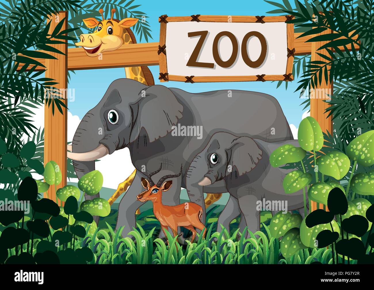 Wild animals in the zoo illustration Stock Vector Image & Art - Alamy