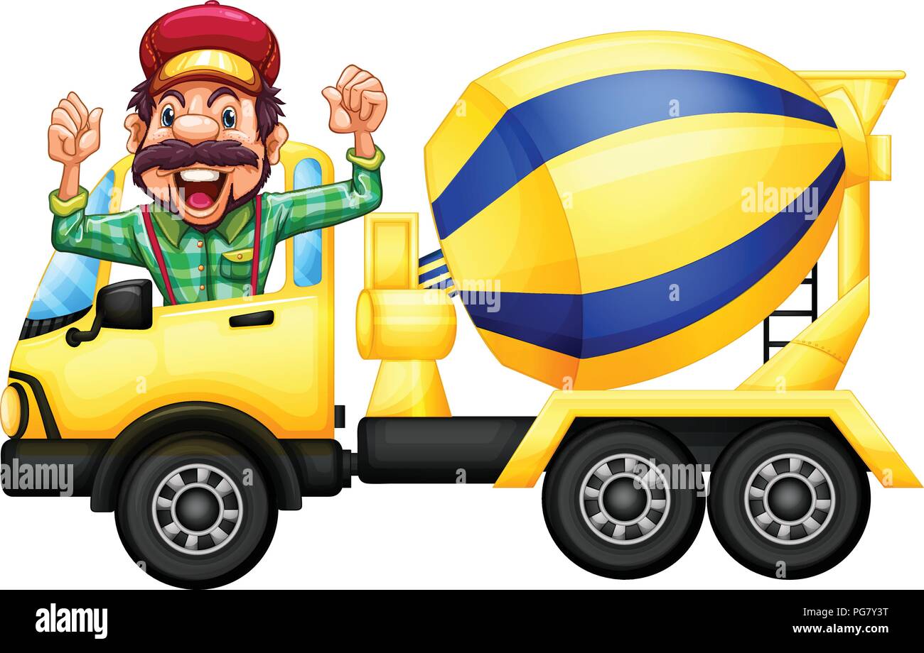 A cement truck driver on white background illustration Stock Vector ...