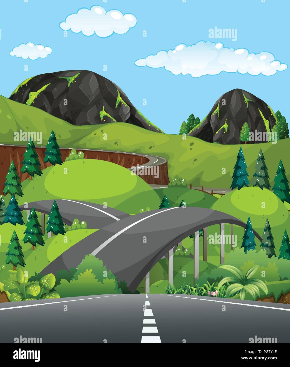 A natural mountain road illustration Stock Vector Image & Art - Alamy