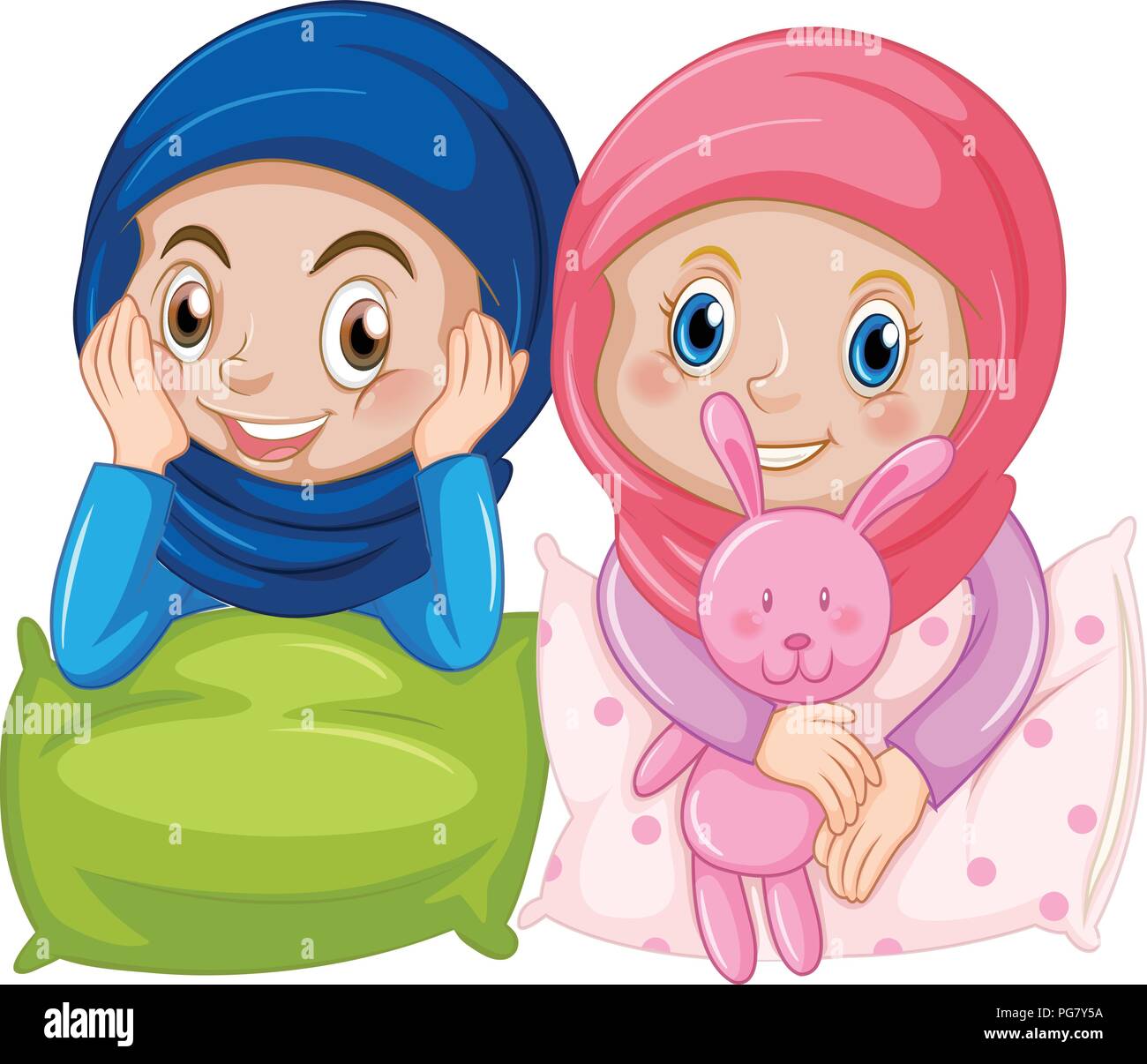 Muslim girl friend on white background illustration Stock Vector Image ...