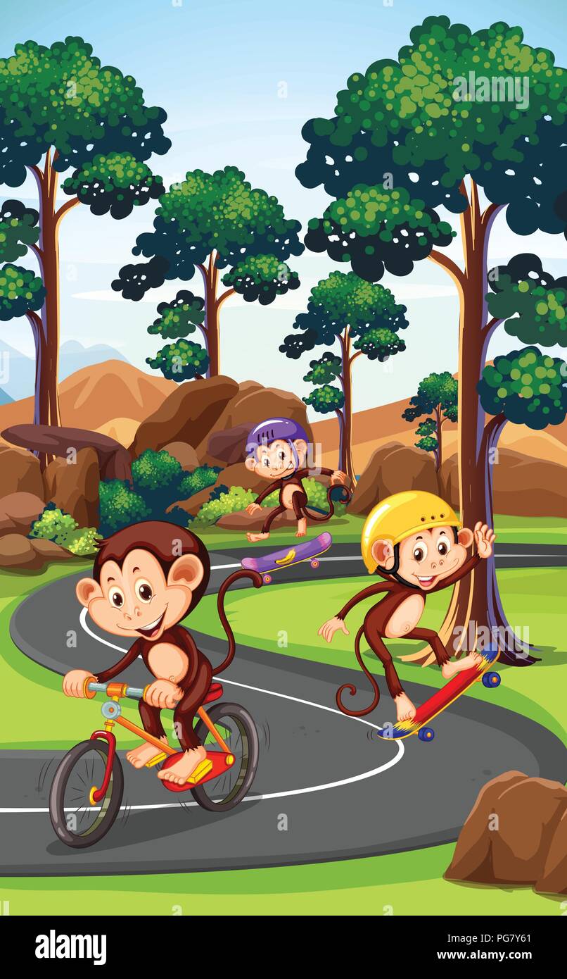 Monkey playing extreme sport illustration Stock Vector Image & Art - Alamy
