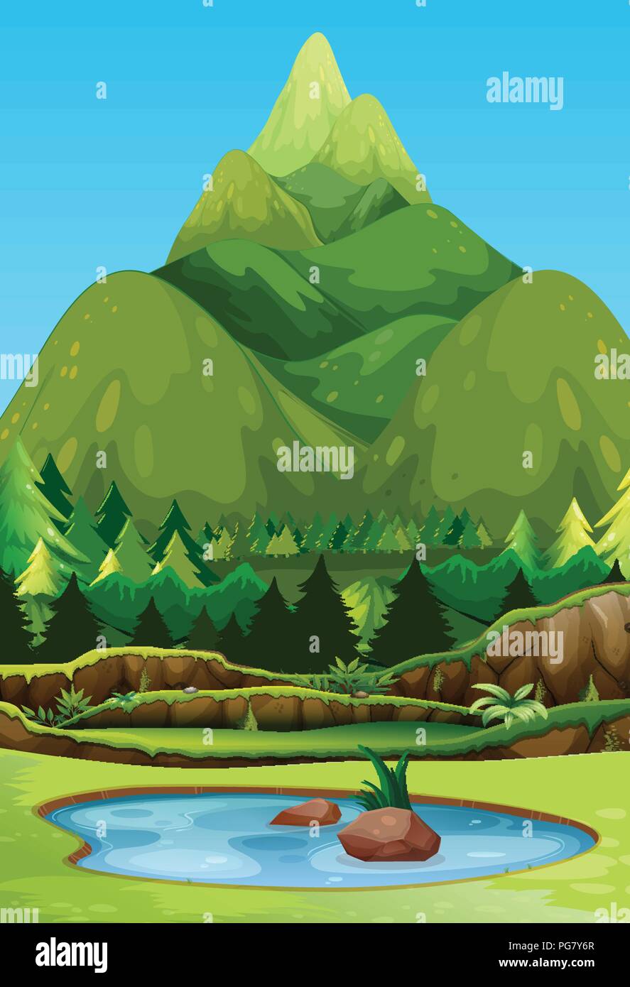 A beautiful green mountain illustration Stock Vector Image & Art - Alamy