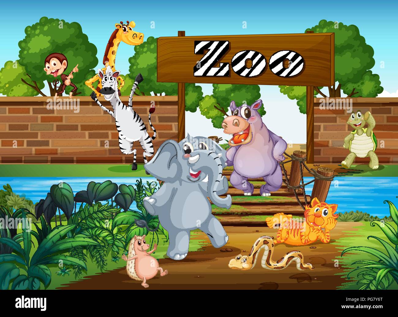 Animals in the zoo illustration Stock Vector Image & Art - Alamy