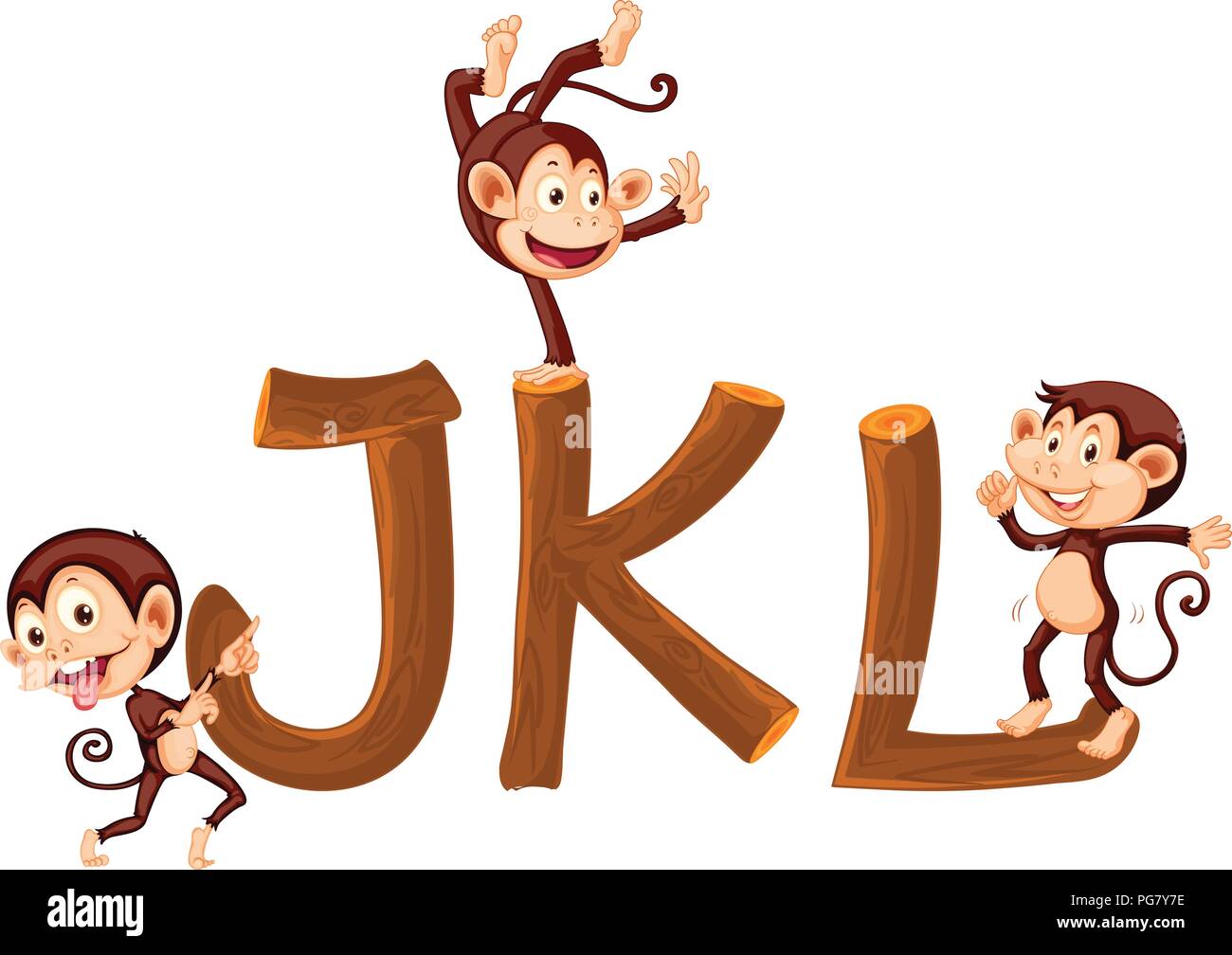 Monkey and wooden alphabet illustration Stock Vector Image & Art - Alamy