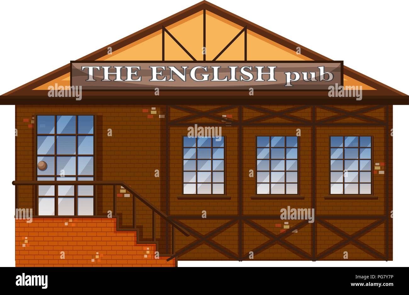 The English pub on white background illustration Stock Vector Image ...